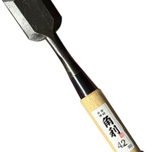 KAKURI Japanese Wood Chisel 42mm (1.65") for Woodworking, Made in JAPAN, Oire Nomi Japanese Woodworking Tool, Sharp Japanese Carbon Steel, White Oak Wood Handle