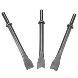 FTVOGUE Air Hammer Chisel Set Extra Long Round Shank Pneumatic Hammer Bit Set 3pcs.