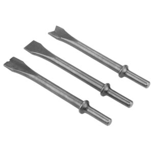 FTVOGUE Air Hammer Chisel Set Extra Long Round Shank Pneumatic Hammer Bit Set 3pcs.