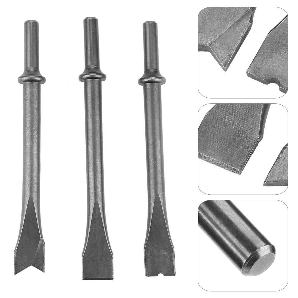 FTVOGUE Air Hammer Chisel Set Extra Long Round Shank Pneumatic Hammer Bit Set 3pcs.