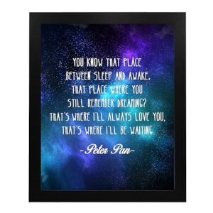 Place Between Sleep & Awake -Inspiration Wall Decor, Peter Pan Quotes Galaxy Print Wall Art Decor For Home, Bedroom Wall Decor, & Game Room Decor. Gift For All Peter Pan Fans. Unframed-8 x 10”