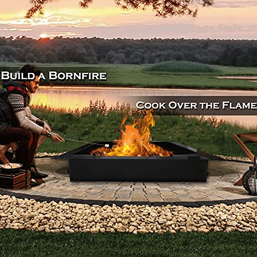 Square Fire Pit Ring/Insert, Fire Pit Liner, Outdoor Heavy Duty 2.0mm Steel, 36Inch Inside Diameter, 42 Inch Outside Diameter…