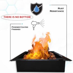 Square Fire Pit Ring/Insert, Fire Pit Liner, Outdoor Heavy Duty 2.0mm Steel, 36Inch Inside Diameter, 42 Inch Outside Diameter…