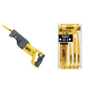 dewalt dcs380b 20-volt max li-ion reciprocating saw (tool only) with dewalt dw4898 bi-metal reciprocating saw blade set with case, 10-piece