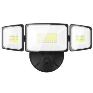 onforu 60w flood lights outdoor, 6000lm super bright security lights switch controlled, 3 adjustable heads, ip65 waterproof, 6500k wall mount exterior led flood light