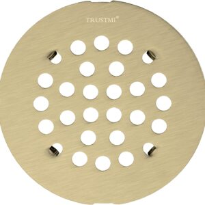 TRUSTMI 4-1/4 Inch Snap-in Shower Floor Drain Replacement Cover, Brushed Gold