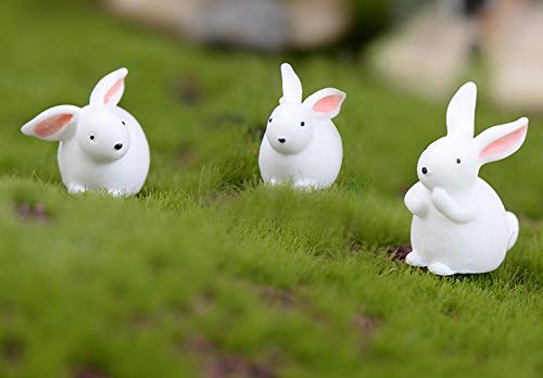 Exasinine Mini Rabbits Easter Bunny Miniature Figurines Animals Model Fairy Garden Miniature Moss Landscape DIY Terrarium Crafts Ornament Accessories for Home Décor (Rabbit, Pack of 20)