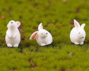 Exasinine Mini Rabbits Easter Bunny Miniature Figurines Animals Model Fairy Garden Miniature Moss Landscape DIY Terrarium Crafts Ornament Accessories for Home Décor (Rabbit, Pack of 20)