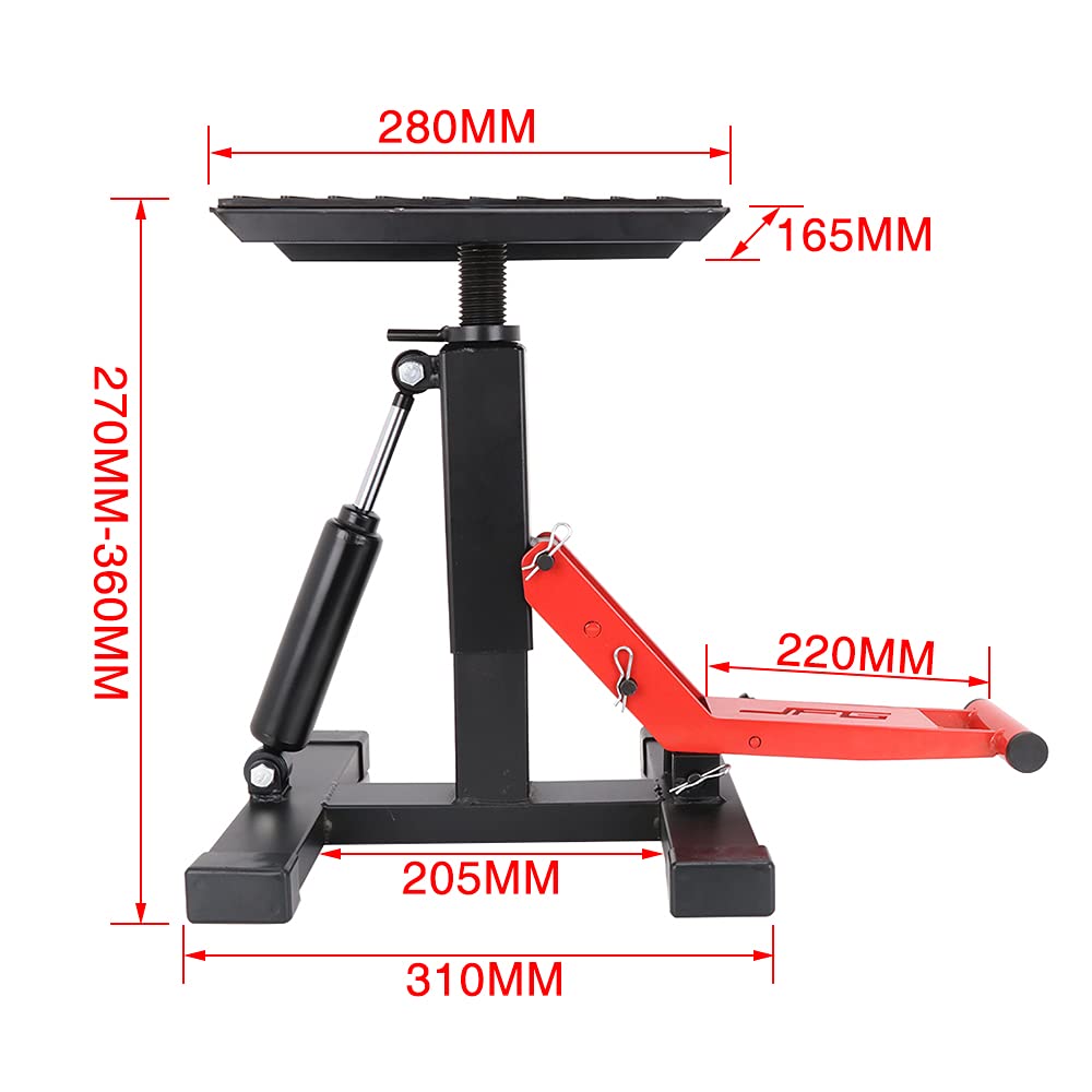 JFG RACING Motorcycle Dirt Bike Stand Lift Jack Hoist Table Height Adjustable Lifting Stand,Ideal for Dirt Pit Bike Repair&Maintainance,Dirt Bike Accessories