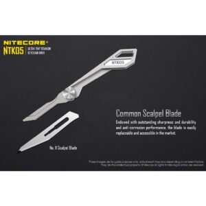 Nitecore NTK05 Titanium Folding Scalpel Everyday Knife and a Sticker