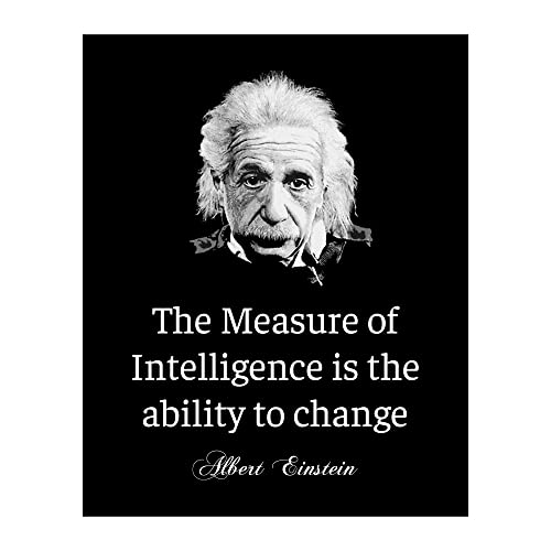 Albert Einstein Quotes Wall Art- "The Measure of Intelligence"- 8 x 10" Typographic Wall Print- Ready to Frame. Home-Office-Studio Decor. Perfect Classroom Addition for Inspiration & Motivation.