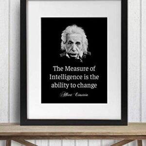 Albert Einstein Quotes Wall Art- "The Measure of Intelligence"- 8 x 10" Typographic Wall Print- Ready to Frame. Home-Office-Studio Decor. Perfect Classroom Addition for Inspiration & Motivation.