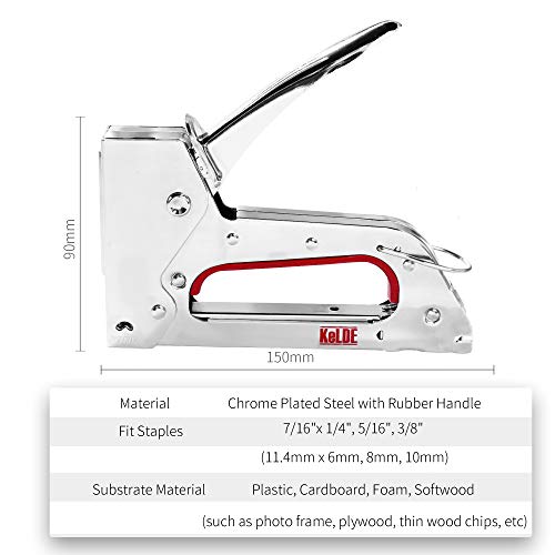 Hand Staple Gun Kit, KeLDE Light Stapler Tacker fit JT21 Staple, Includes 1500pcs 1/4, 5/16, 3/8 Inch Staples Set for Upholstery, DIY, Furniture, Material Repair, Carpentry