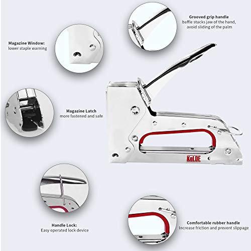 Hand Staple Gun Kit, KeLDE Light Stapler Tacker fit JT21 Staple, Includes 1500pcs 1/4, 5/16, 3/8 Inch Staples Set for Upholstery, DIY, Furniture, Material Repair, Carpentry