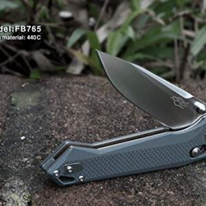 Firebird Ganzo FB7651-GY Pocket Folding Knife 440C Stainless Steel Blade G10 Anti-Slip Handle with Clip Hunting Fishing Camping Folder Outdoor EDC Knife (Grey)