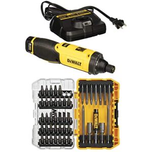 dewalt dcf682n1 8v max gyroscopic inline screwdriver with dewalt dw2166 45 piece screwdriving set with tough case