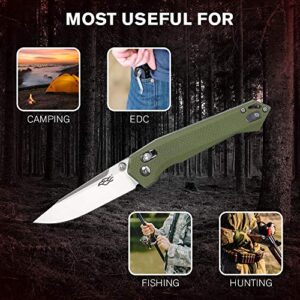 Firebird Ganzo FB7651-GR Pocket Folding Knife 440C Stainless Steel Blade G10 Anti-Slip Handle with Clip Hunting Fishing Camping Folder Outdoor EDC Knife (Green)