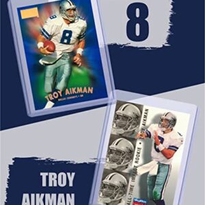 Troy Aikman Football Cards (5) Assorted Bundle - Dallas Cowboys Trading Card Gift Set