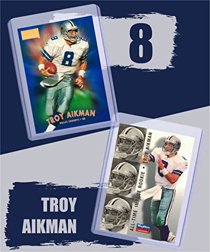 Troy Aikman Football Cards (5) Assorted Bundle - Dallas Cowboys Trading Card Gift Set