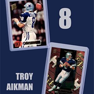 Troy Aikman Football Cards (5) Assorted Bundle - Dallas Cowboys Trading Card Gift Set