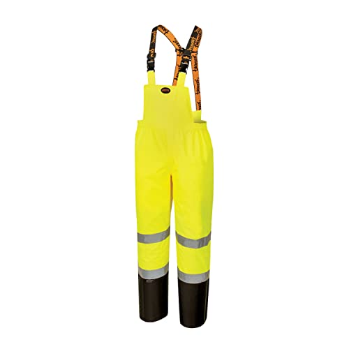 Pioneer Ripstop High Visibility Bib Pan Safety Rain Gear, Hi Vis, Waterproof, Reflective, Work Overalls for Men, Orange, Yellow/Green, V1200461U-2XL