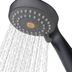 yoo.mee high pressure handheld shower head with powerful shower spray against low pressure water supply pipeline, multi-functions, w/anti-twist hose, bracket, flow regulator, dark oil rubbed bronze