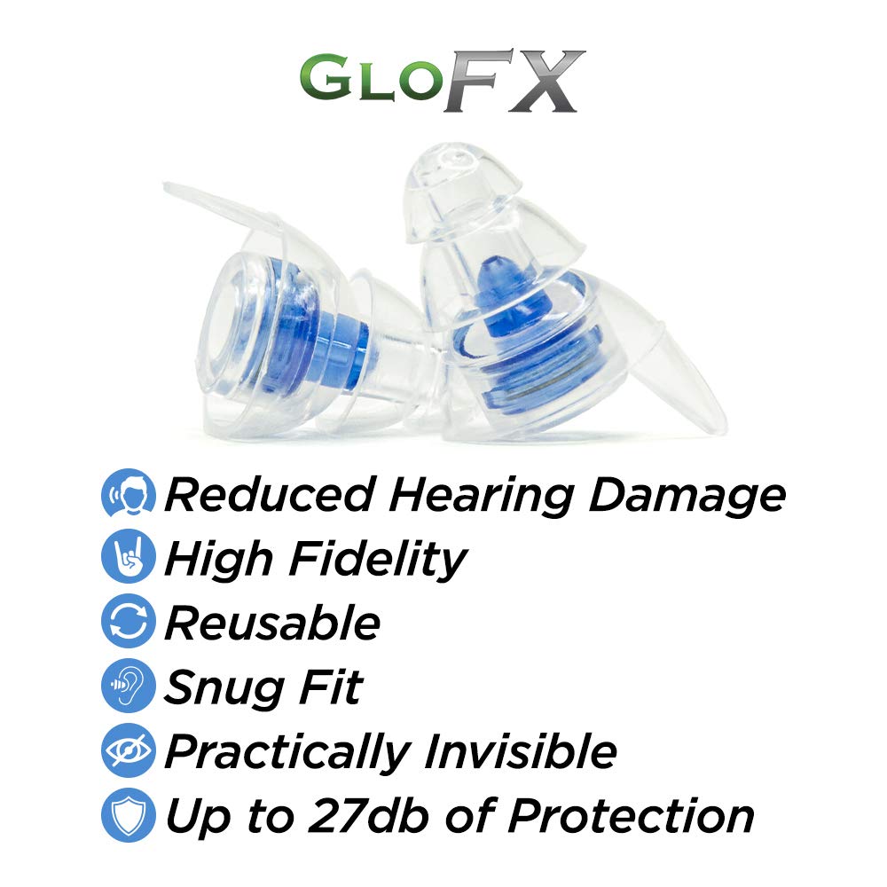 Glofx Ear Plugs - Comfortable Hearing Protection for Music Events Concerts and Festivals - Musician Noise Cancelling Reusable Earplugs High Fidelity