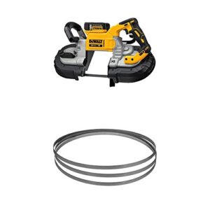 dewalt dcs374p2 20v max deep cut band saw kit with dewalt dw3983 .020-by-44-7/8-inch 18 tpi portable band saw blade, 3-pack