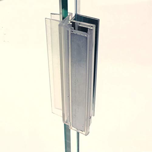 Clear Polycarbonate U-Channel with Magnet and Chrome Metal Strike Plate for 3/8" Glass Shower Doors