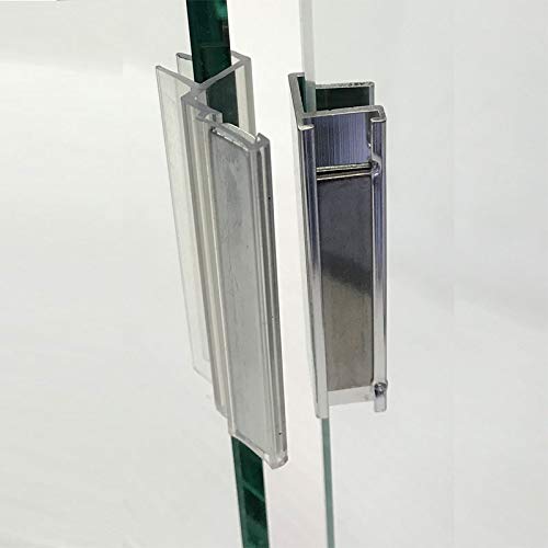 Clear Polycarbonate U-Channel with Magnet and Chrome Metal Strike Plate for 3/8" Glass Shower Doors