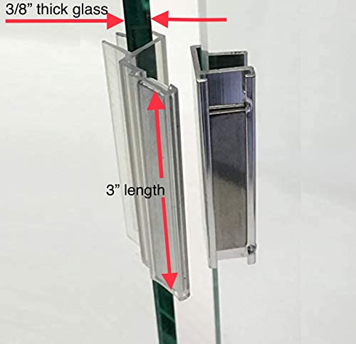 Clear Polycarbonate U-Channel with Magnet and Chrome Metal Strike Plate for 3/8" Glass Shower Doors