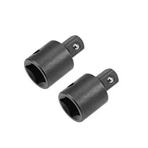 uxcell 2 pcs 1/2 inch drive (f) x 3/8 inch (m) socket reducer, female to male, cr-v (black)