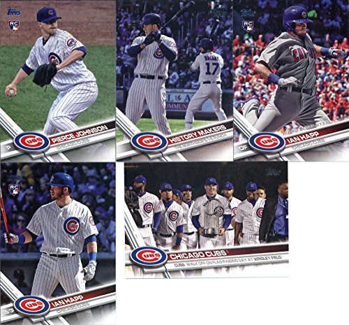 2017 Topps Chicago Cubs Complete Master Team Set of 41 Cards (Series 1, 2, Update): Kris Bryant(#1), Jason Hammel(#2), Jake Arrieta(#18), Aroldis Chapman(#39), Chicago Cubs(#72), Kyle Schwarber(#73), Addison Russell(#78), Kyle Hendricks(#113), Jon Lester(