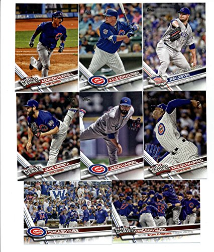 2017 Topps Chicago Cubs Complete Master Team Set of 41 Cards (Series 1, 2, Update): Kris Bryant(#1), Jason Hammel(#2), Jake Arrieta(#18), Aroldis Chapman(#39), Chicago Cubs(#72), Kyle Schwarber(#73), Addison Russell(#78), Kyle Hendricks(#113), Jon Lester(