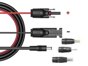 solar panel connectors compatible with mc-4 solar connectors to dc extension cable 16awg with dc 5.5mmx2.1mm, dc3.5x1.35mm,dc5.5x2.5mm and dc8mm adapter for portable power station solar generators