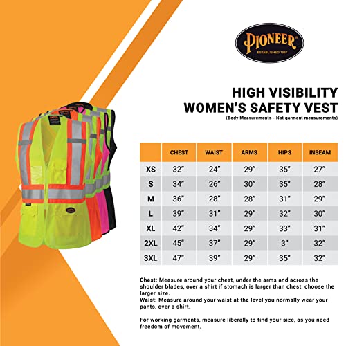 Pioneer Safety Vest for Women – 9 Pockets - Hi-Vis StarTech Reflective Tape - Class 2 ANSI - (Multiple Colors)