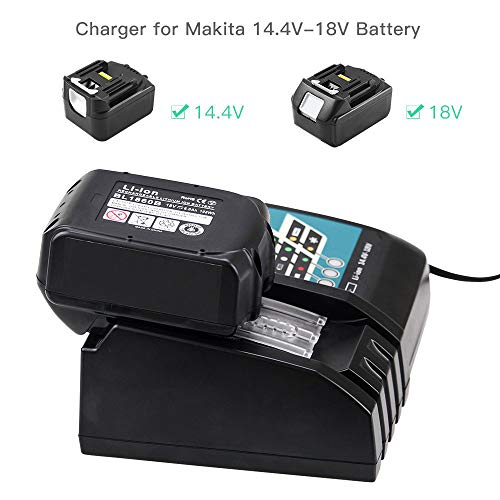 Rapid Charger Compatible with Makita 14.4V 18V Lithium-Ion Battery BL1815 BL1830 BL1840 BL1845 BL1850 BL1860 Replacement for Makita DC18RC Battery Charger