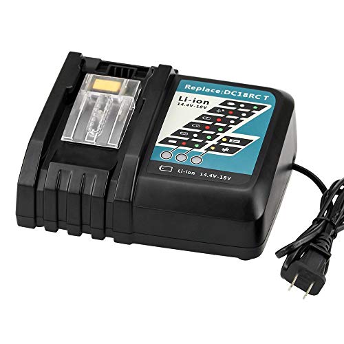 Rapid Charger Compatible with Makita 14.4V 18V Lithium-Ion Battery BL1815 BL1830 BL1840 BL1845 BL1850 BL1860 Replacement for Makita DC18RC Battery Charger