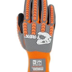 MAGID T-REX Sandy Nitrile Coated Impact-Resistant Work Gloves,Orange and Black, 1 Pair, Size 9/Large, TRX400