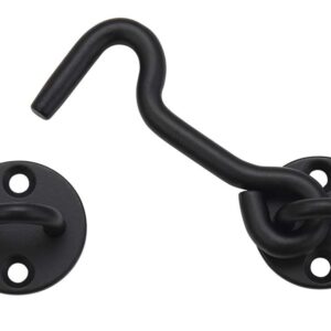 Raswik 4” Privacy Hook and Eye Latch Easy Lock for Barn Door, Black