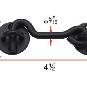 Raswik 4” Privacy Hook and Eye Latch Easy Lock for Barn Door, Black