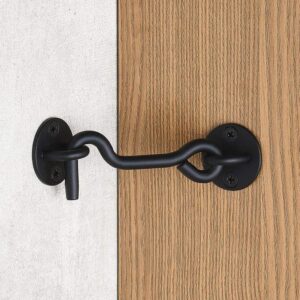 Raswik 4” Privacy Hook and Eye Latch Easy Lock for Barn Door, Black