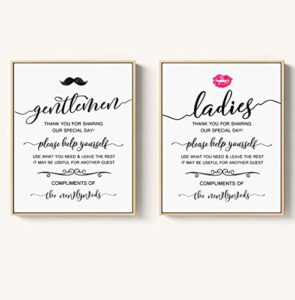 wedding bathroom sign, basket signs, women and men hospitality basket, his and hers bathroom signs, help yourself, 8x10 inch unframed, set of 2