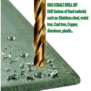 HSS Cobalt Drill Bit Set 9/32 Inch 10Pcs M35 Jobber Length Twist Steel Metal Drill Bits