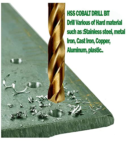 HSS Cobalt Drill Bit Set 9/32 Inch 10Pcs M35 Jobber Length Twist Steel Metal Drill Bits