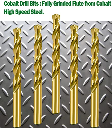 HSS Cobalt Drill Bit Set 9/32 Inch 10Pcs M35 Jobber Length Twist Steel Metal Drill Bits