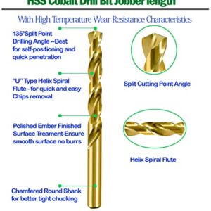 HSS Cobalt Drill Bit Set 9/32 Inch 10Pcs M35 Jobber Length Twist Steel Metal Drill Bits