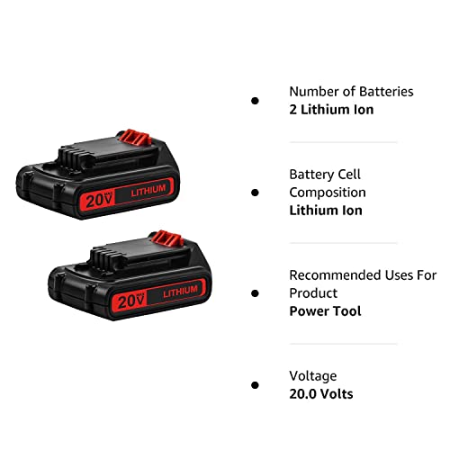 OHYES BAT 2 Pack 3000mAh Replacement for Battery Compatible with 20v Cordless Power Tools (Red)