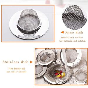 2 Pack - 2.13" Top / 1" Basket- Sink Strainer Bathroom Sink, Utility, Slop, Laundry, RV and Lavatory Sink Drain Strainer Hair Catcher. 1/16" Holes. Stainless Steel