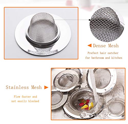 2 Pack - 2.13" Top / 1" Basket- Sink Strainer Bathroom Sink, Utility, Slop, Laundry, RV and Lavatory Sink Drain Strainer Hair Catcher. 1/16" Holes. Stainless Steel